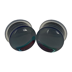 Mystic Metals Body Jewelry Pair of Iridescent Smokey Glass Single Flare Plugs (PG-603) (2g (6mm))