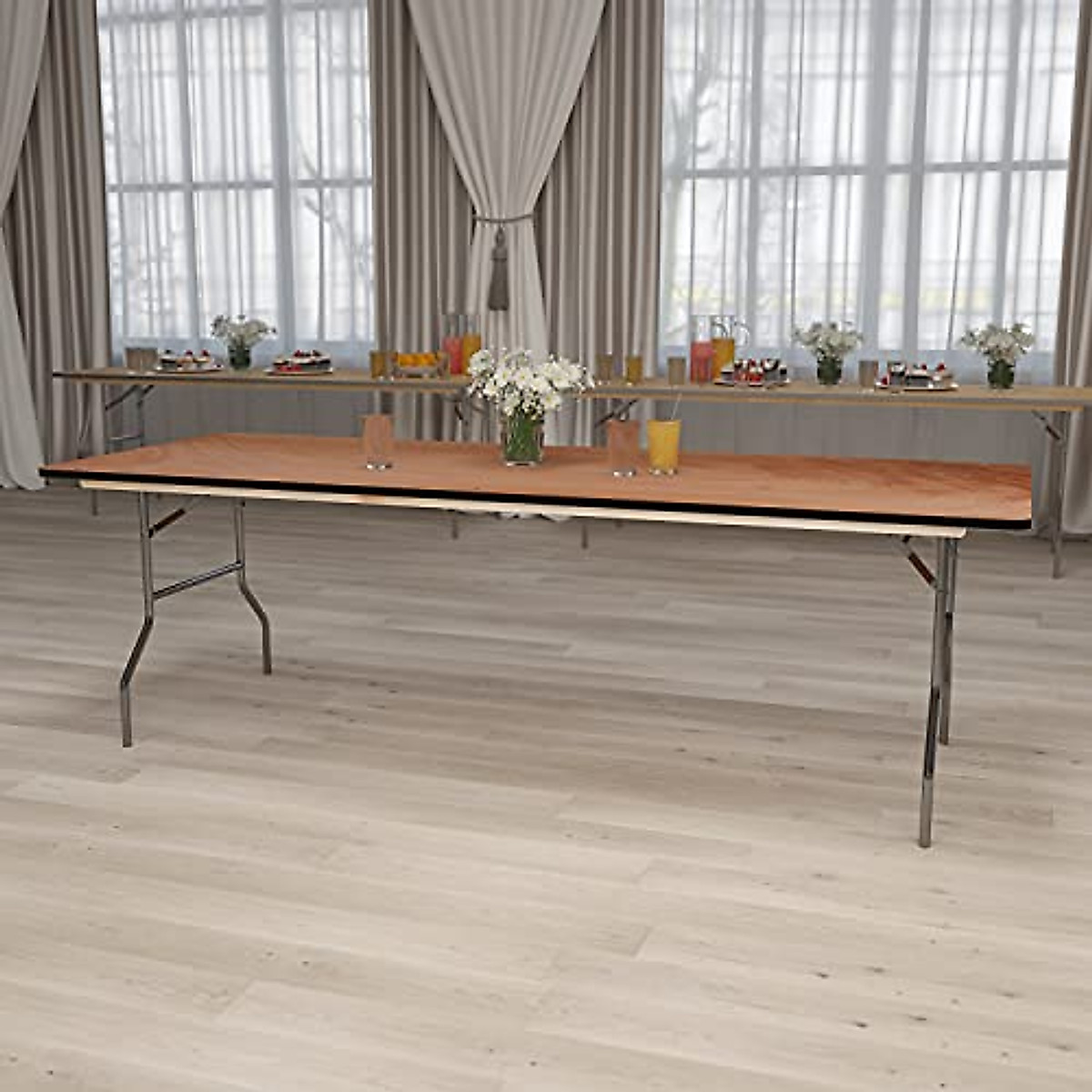 Flash Furniture 8-Foot Rectangular Wood Folding Banquet Table with Clear Coated Finished Top