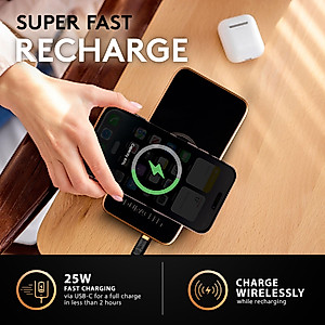 DURACELL Core 10 Portable Charger | Wireless 10,000mAh Power Bank | Portable Charger for iPhone, iPad, Android and More | Charge 3 Devices One Time- USB-C + USB-A + Wireless Charging