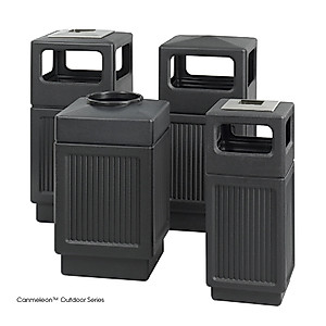 Safco Products 9475BL Canmeleon Recessed Panel Waste Receptacle, Top Open, 38 Gallon, Black