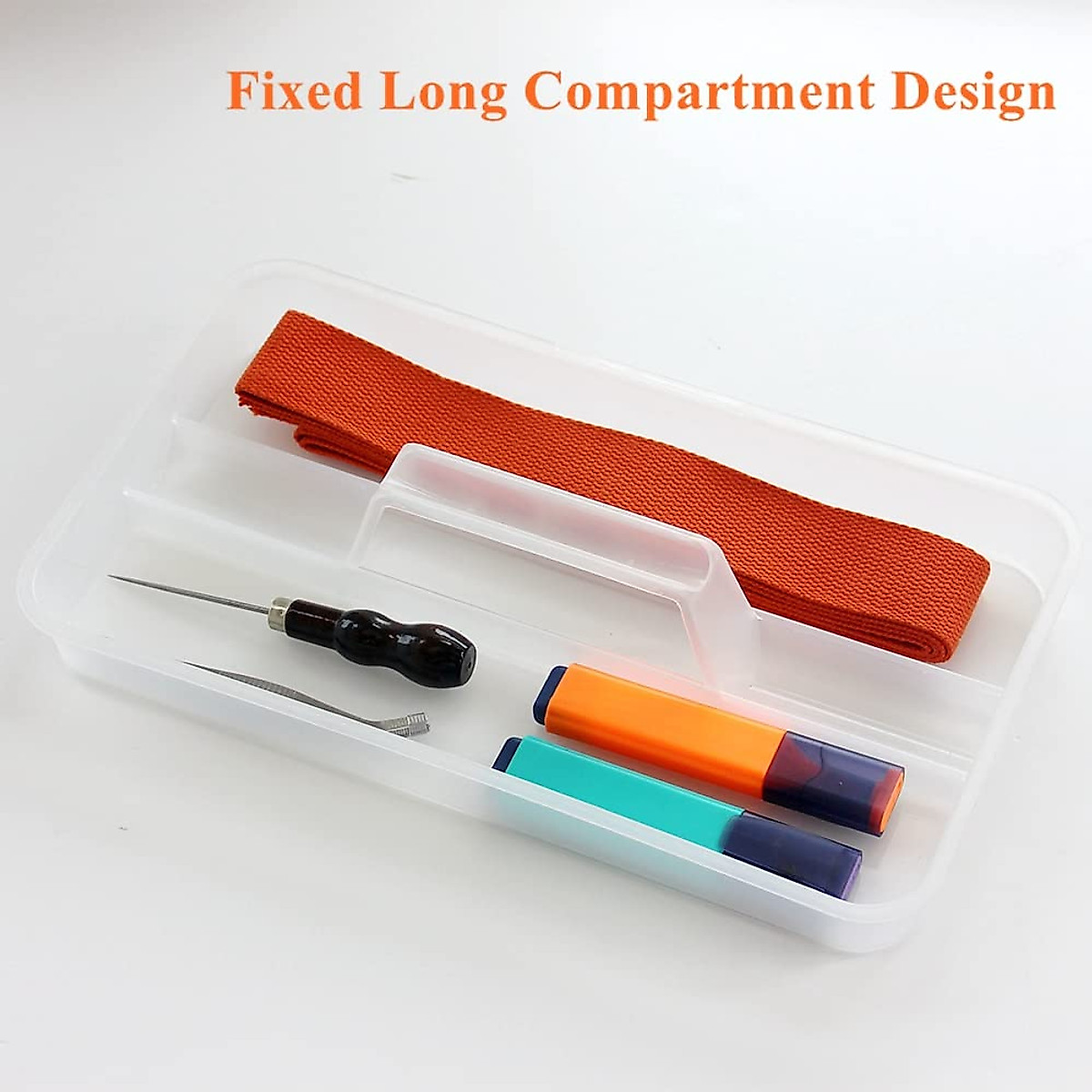 BangQiao Multipurpsoe Plastic Art Craft Storage Container Box Case with Handle and Removable Tray, Clear&Gray