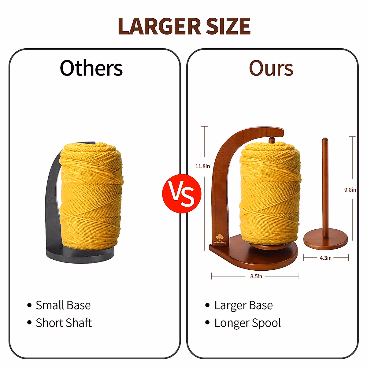 Talentree Yarn Holder for Crocheting and Knitting with Upgraded Stronger Magnet, Wooden Yarn Spinner, Magnetic Yarn Ball Holder, Yarn Spindle Dispenser, Gift for Crochet Lovers