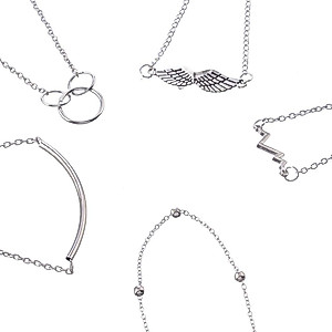 Aluinn Silver 5pcs Bracelet Boho Beaded Ecg Fashion Party Hand Chain Ring Combination Bracelets for Women