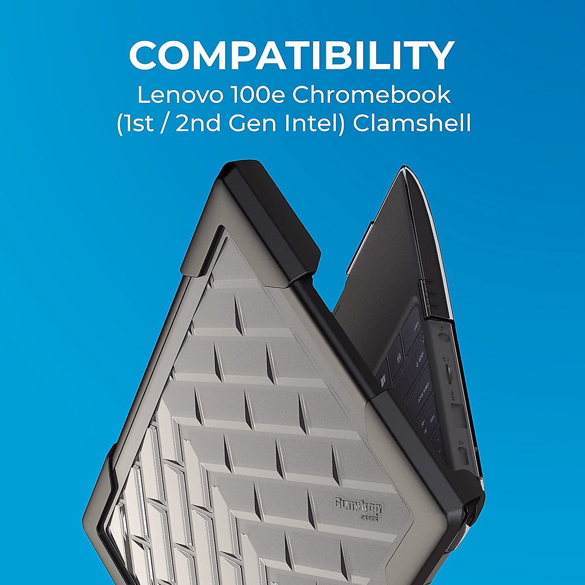 Gumdrop SlimTech Laptop Case Fits Lenovo 100e Chromebook 1st | 2nd Gen Designed for K-12 Students Teachers and Classrooms – Drop Tested Rugged Shockproof Bumpers for Reliable Device Protection – Black