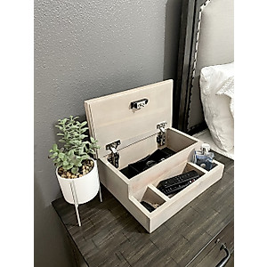 Concealed Catch-All – Concealment Valet Tray Organizer – Jewelry and Watch RFID Lock Box – EDC Tray (Whitewashed Wood)