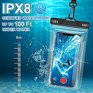 takyu Waterproof Phone Pouch, Universal Premium PVC Waterproof Cell Phone Case Dry Bag Compatible for iPhone 14,13,12 11 Pro Max Plus Mini & Other Smartphones Up to 7 inches (Black,Black/2 Pcs)