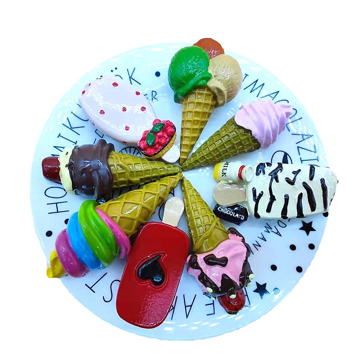 Miswee 8 pcs/Set 3D Resin Refrigerator Magnets Series Home Decor Fridge Magnetic Stickers Photo Office Message Kitchen Accessories (Ice Cream Series)