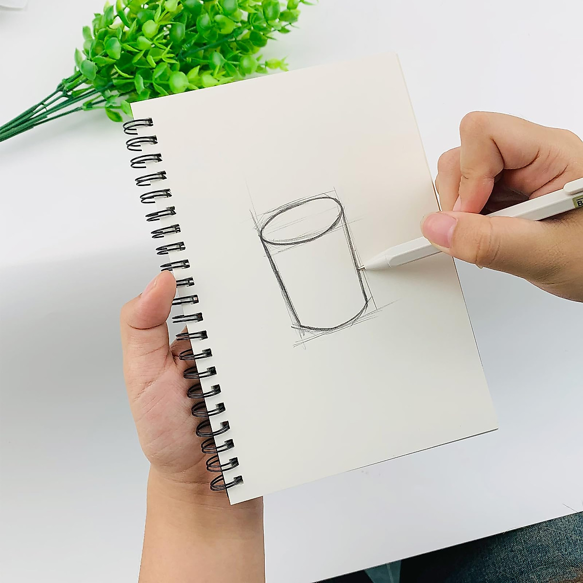 DSTELIN Blank Spiral Notebook, 1-Pack, Soft Cover, Sketch book, 100 Pages / 50 Sheets, 7.5 inch x 5.1 inch (Black)