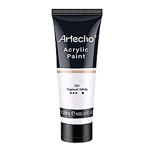 Artecho Professional Acrylic Paint, Titanium White ( 120ml / 4.05oz ) Tubes, Art Craft Paints for Canvas Painting, Rock, Stone, Wood, Fabric, Art Supplies for Professional Artists, Adults, Students, Kids
