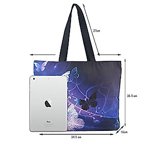 Tote Bags Travel Beach Totes Bag Shopping Zippered for Women Foldable Waterproof Overnight Handbag (Flying butterfly)