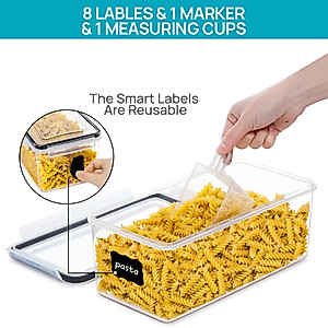 Vtopmart Airtight Food Storage Containers with Lids 2PCS Set 3.2L, Plastic Spaghetti Container for Pasta organizer, BPA Free Air Tight House Kitchen Pantry Organization and Storage