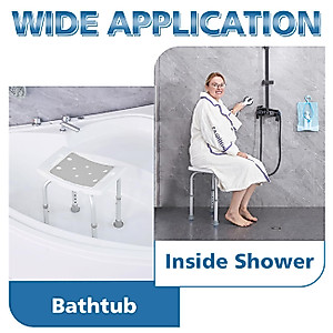 Dualeco FSA/HSA Eligible Shower Chair for Inside Shower, Shower Stool with Free Assist Grab Bar/Toiletry Bag, Tool-Free Assembly Shower Seat for Bathtub, Shower Bath Chairs for Seniors/Disabled