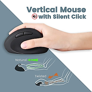 Perixx PERIDUO-606 Wireless Mini Ergonomic Keyboard with Portable Vertical Mouse - Adjustable Palm Rest Stand - Membrane Low Profile Keys - US English