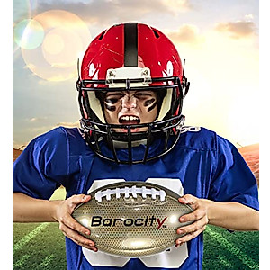 Barocity Football Premium Boy and Girl Official Match Ball with Reflective Iridescent Rainbow Hex Pattern, Durable Indoor, Outdoor, Training Practice Game Playtime – Size 3 Gold