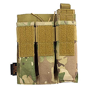 ROCOTACTICAL Tactical Molle Magazine Pouch, Open Top, Kriss Tactical Triple Mag Pouch, Molle Triple Tactical Mag Pouch (CP Multicam)
