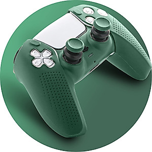 ECHZOVE PS5 Controller Accessories, PS5 Controller Skin, PS5 Controller Plate and PS5 Thumb Grips - Green