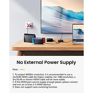 HDMI Switch 3 in 1 Out 4K@60Hz Aluminum Alloy【with 4FT HDMI 2.0 Cable】, avedio links 3x1 HDMI Multi Port Switch, 3 Way HDMI Selector Switcher Support HDCP 2.2, HDR 10, for Fire TV Stick, PS5