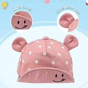 Dot Partten Baby Caps Summer Girl Boys Sun Hat With Ear Spring Summer Newborn Photography Props (Pink),One Size