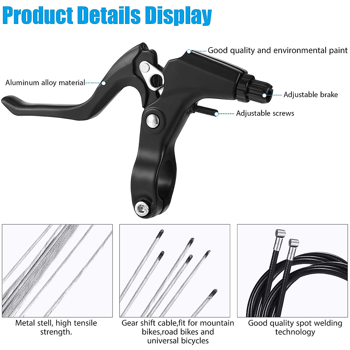 Riakrum 6 Pieces Bike Brakes Calipers Road Bike C Shape Brake Aluminum Bicycle Brake Lever Brake Housing and Cable Brakes C Type Replacement Set for Road Bike