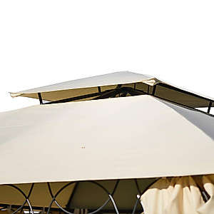 BBQ Gazebo Outdoor Gazebo Tent Gazebo with Mosquito Netting Canopy Cover Metal Hardtop Gazebos Double Tiered Grill Canopy with UV Protection for Garden Couryard 127.2" L*127.2" W*113.0" H Beige