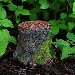 Top Collection 4284 Decorative Mossy Tree Stump Display Figurines, Green, Brown