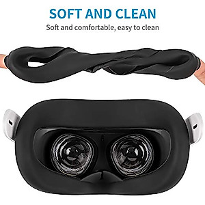 Cybcamo VR Silicone Face Cover and Touch Controller Grip Cover for Oculus Quest 2 Headset Washable Face Pad Cushion Accessories Sweatproof & Light Blocking (Black)