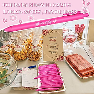 36 Pcs Baby Shower Ballpoint Pens Favors Bulk It's a Boy or Girl Pens Blue Pink White Retractable Gel Ink Pens for Guests Gifts Office School Teacher Student Writing Journal Supply (Girl Elephant)