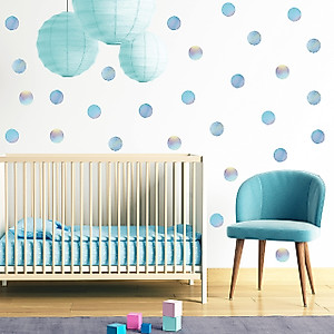 ROFARSO 120 Decals 2.2'' Ice Blue Polka Dots Wall Decals Stickers DIY Removable Peel & Stick Wall Art Decorations Home Decor for Nursery Bedroom Living Room Playing Room