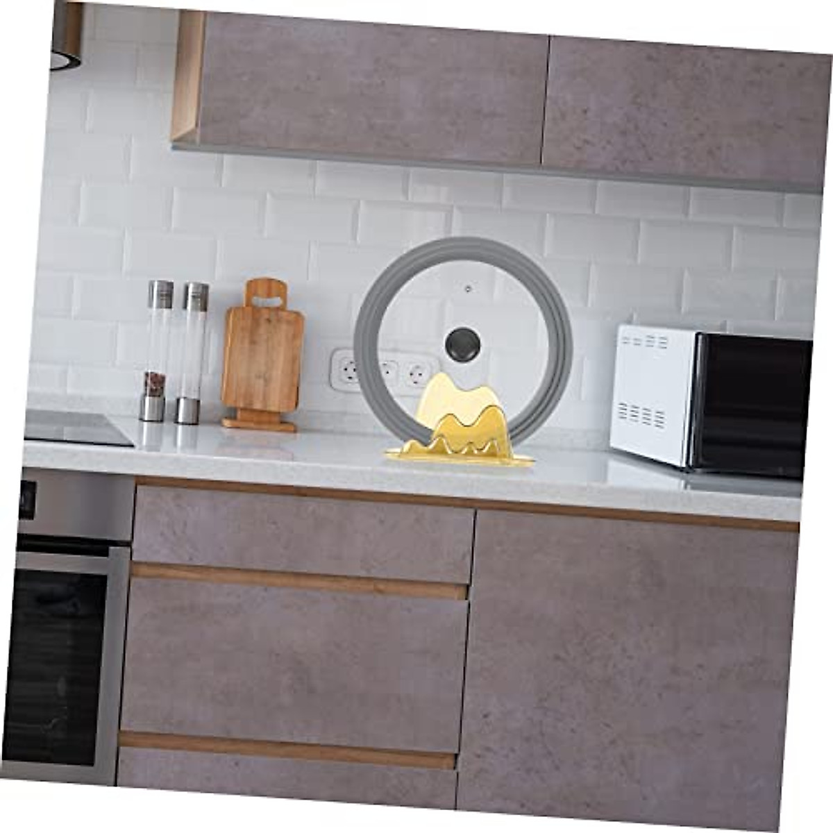 YARNOW Pot Lid and Spatula Holder Household Gadgets Pot Lid Stand Pot Lid Holder Pan Cover Holder Pan Cover Stand Kitchen Spoon Stand Home Pan Organizer Plastic One Body Bracket