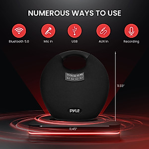 Pyle Wireless Portable Bluetooth Speaker, with Built in Rechargeable Battery, Wireless Microphone, Clear Surround Sound, Mini IPX4 Waterproof Speaker for Indoor and Outdoor Activities.