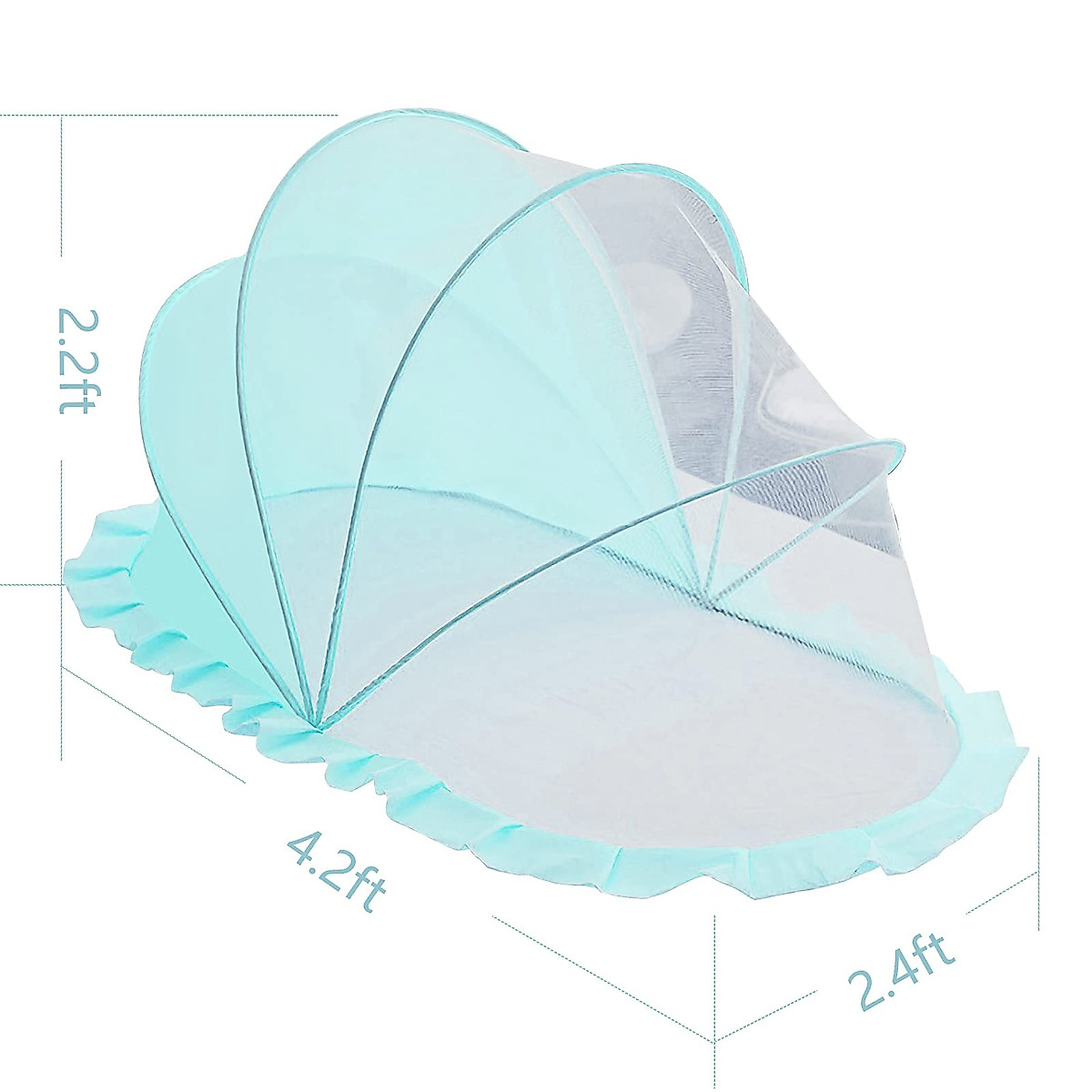 EDSONWADE Folding Baby Crib Mosquito Net, High Density Grids Portable Mosquito Net for Baby and Kids Portable Bassinet, Lightweight Oval Crib Anti-Bug Net, Folding Crib Tent Sun Shelter