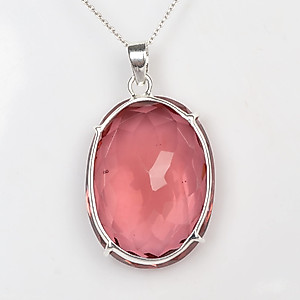 GEMHUB 19.39 Gram Oval Shape Alexandrite Gemstone Pendant Without Chain Sterling Silver Pendant Without Chain Faceted Oval Cut