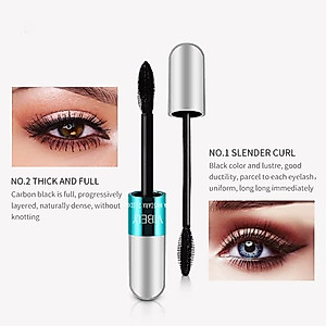 Lash Cosmetics Vibely Mascara, Vibely Mascara 5x Longer Waterproof, 2 in 1 Thrive Mascara Vibely Mascara, 4d Silk Fiber Lash Mascara, Washable Natural Lengthening and Thickening No Clumping Black