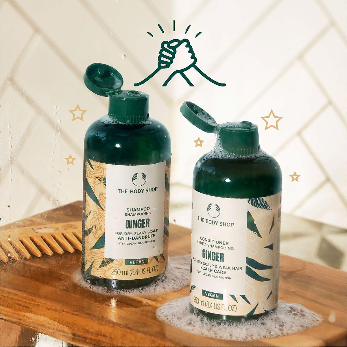 The Body Shop Ginger Scalp Care Conditioner (Vegan), Green, 8.4 Fl Oz