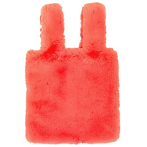 Me Plus Soft Faux Fur Pull Through Strap Slouchy Wrist Fashion Tote Bag (Coral)