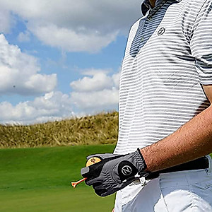 Zero Friction Men's Compression-Fit Synthetic Golf Glove (2 Pack), Left Hand, Black/Silver, One Size