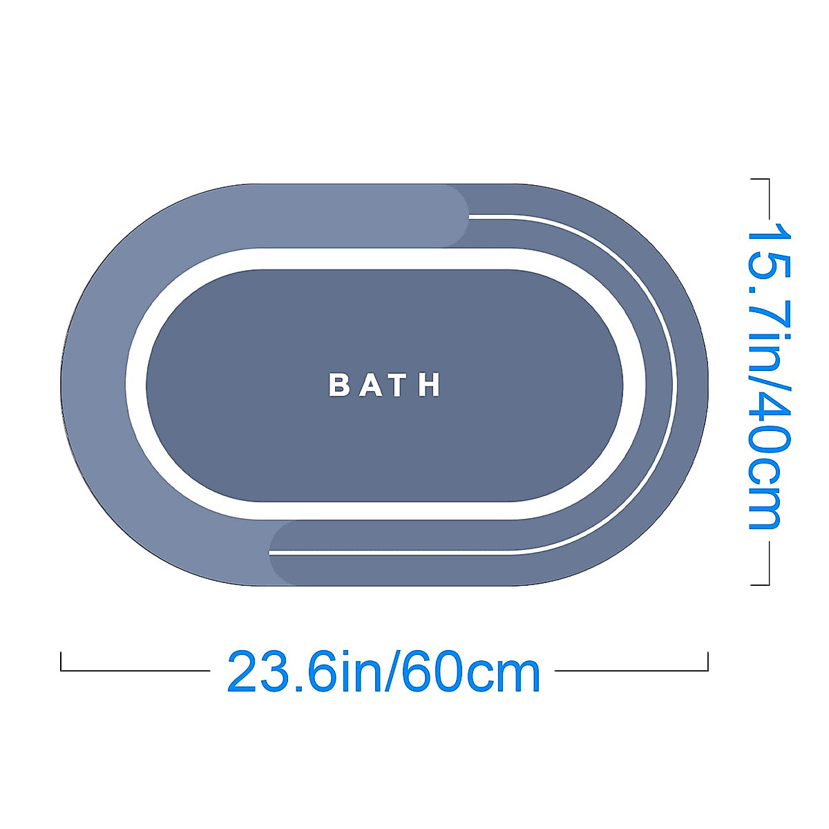 ibetto Quick Drying Bath Rug Super Absorbent Anti Slip Bathroom Rugs Rubber Kitchen Floor Mat Bath Rugs Simple Bath room Door Mat Shower Rug for in Front of Bathtub Blue (Small,40 * 60cm)