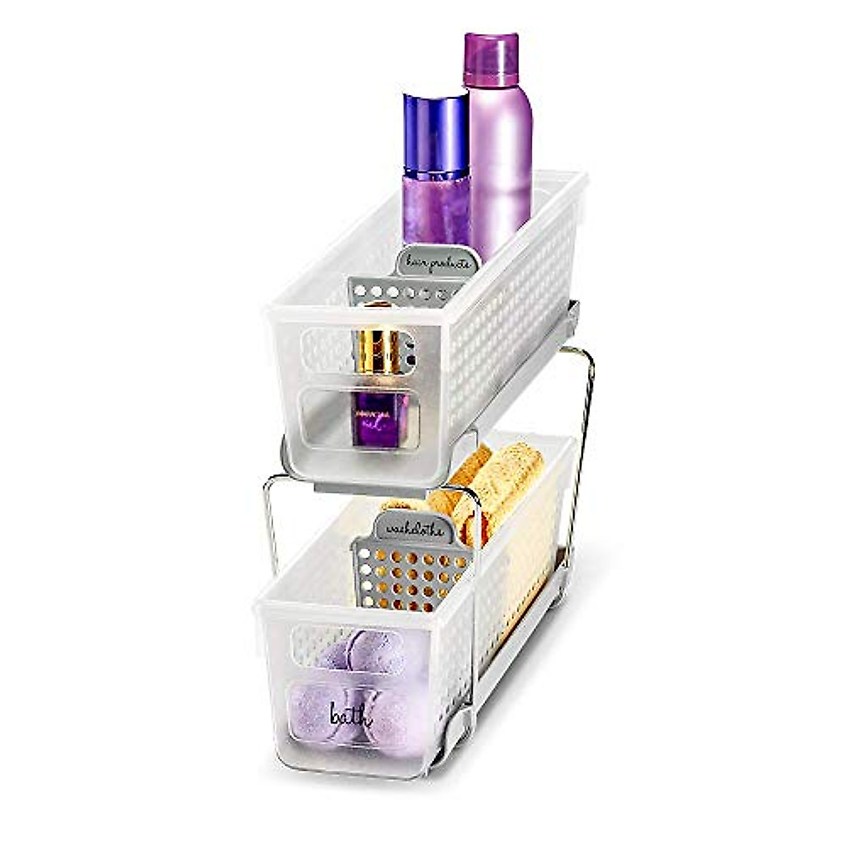 madesmart Mini 2 Tier Organizer, Pack of 1, Frost & Value 8-Piece Interlocking Bin Pack - Granite | Value Collection | Customizable Multi-Purpose Storage | Durable | Easy to Clean | BPA-Free (59601)