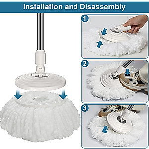 6 Pack Mop Heads Replacements, Compatible with FunClean Spin Mop & RinseWise Mop Bucket, Microfiber Spin Mop Head Refill Cleaning Supplie for Home Industrial and Commercial Use