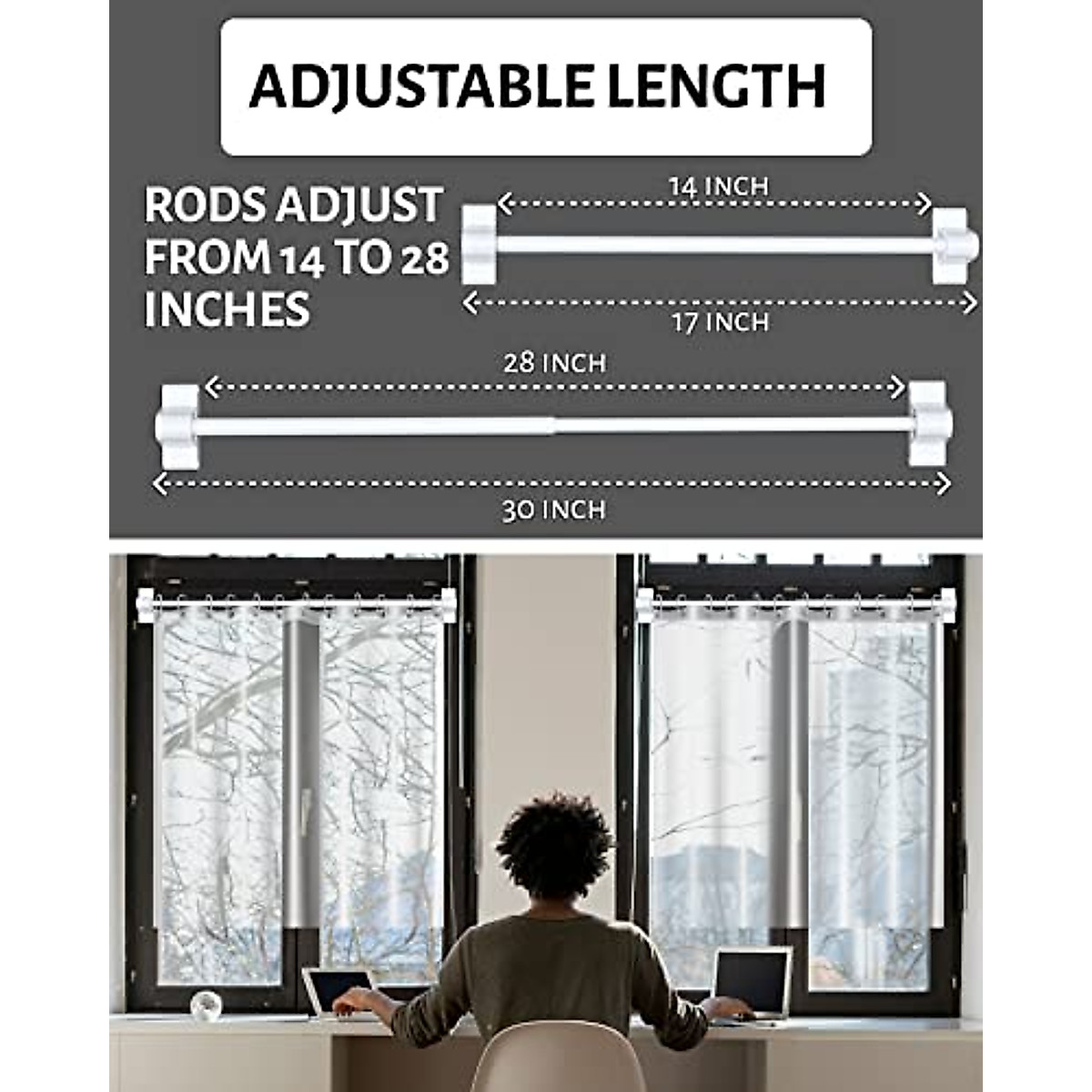 Skywin Magnetic Towel Holder for Refrigerator - 1 Pack Small Magnetic Curtain Rod for Metal Door with Adjustable Length - Fits Towels and Easily Attachable (White)