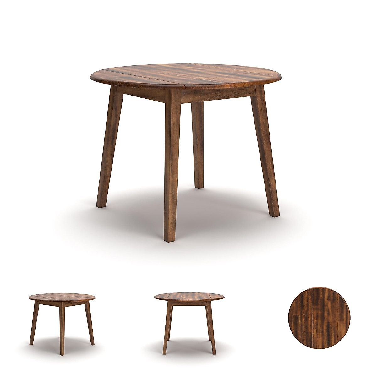 Signature Design by Ashley Berringer Dining Room Round Drop Leaf Table, Rustic Brown