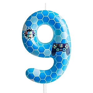 FUNCANDLE Game Birthday Number 9 Candles,Gamepad Pattern Game Number 9 Birthday Candle,Happy Birthday Candle,Game Controller Theme Party Boy Girls Birthday Party Decorations