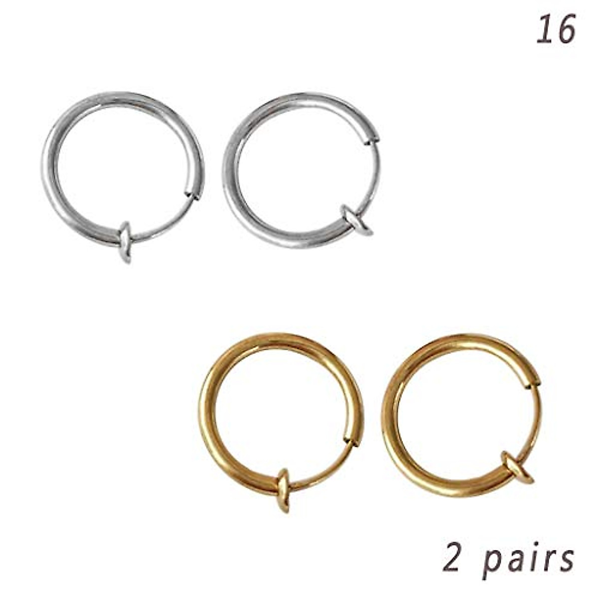 Clip on Body Nose Lip Ear Fake Retractable Earrings Hoop Earrings Septum 2 Pairs KANGMOON