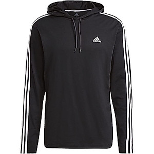 adidas Mens Lightweight Pullover Hoodie T-Shirt (2X-Large, Black/White)