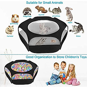 Pet Playpens with Top Cover for Small Animals Foldabel Breathable Transparent Pet Tent Anti Escape Portable Pet Cage Yard Fence for Puppy Dogs Hamster Kitten Cats Chinchillas Guinea Pig Rabbits