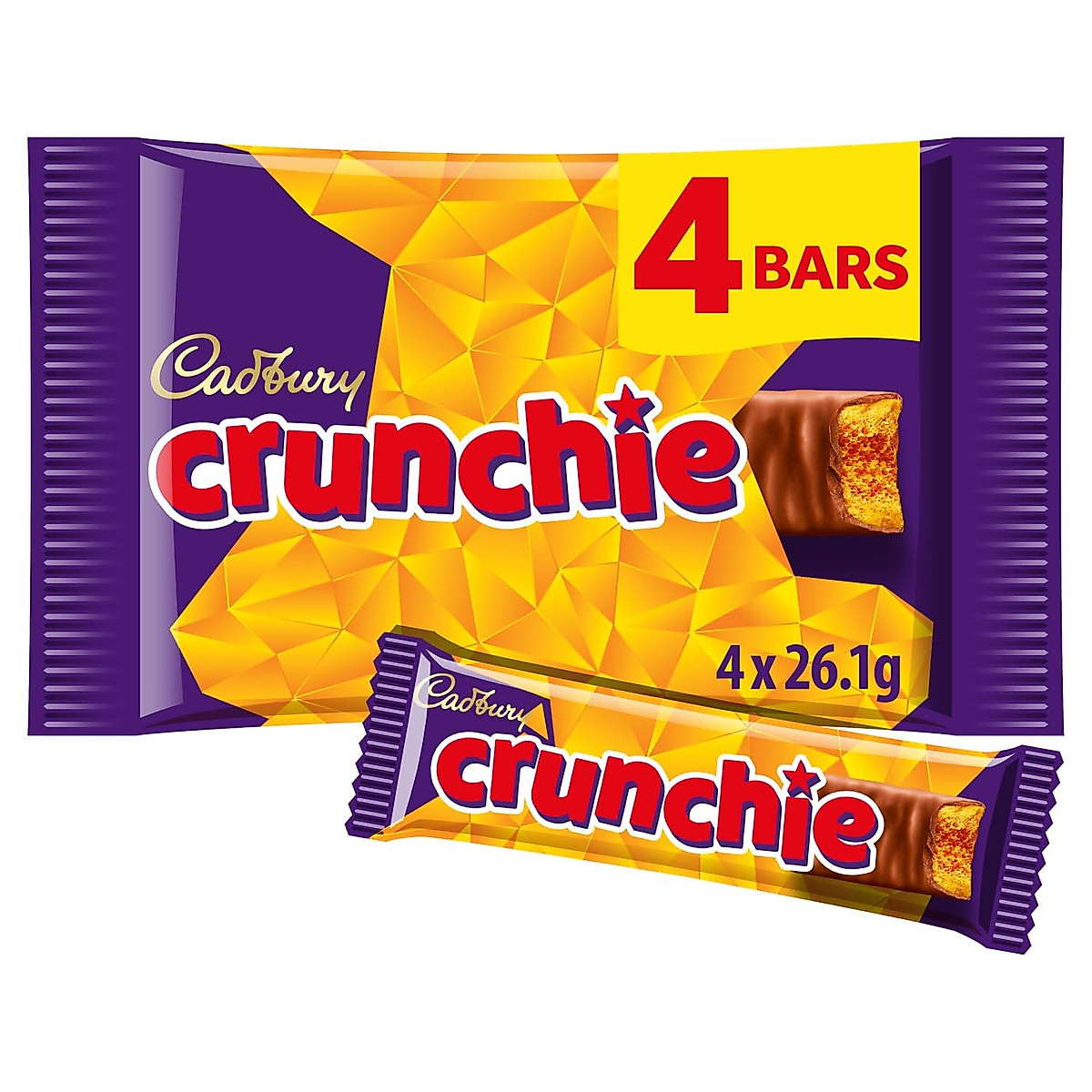 Original Cadbury Crunchie Chocolate Bar Pack, Candy Imported From The UK England The Best Of British Honey Comb Coated In Chocolate Crunchie Bar