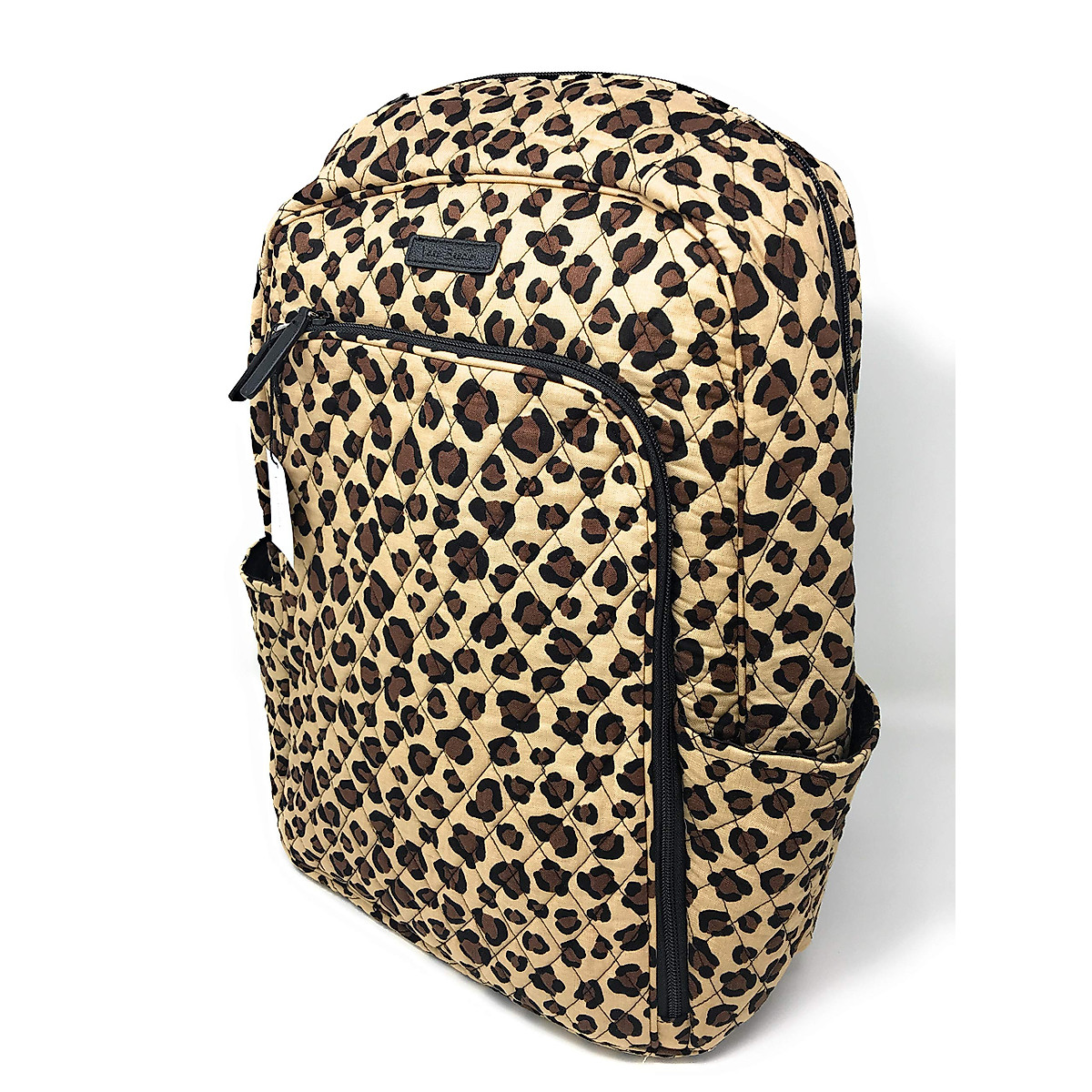 Vera Bradley Laptop Backpack (Updated Version) with Solid Color Interiors (Leopard with Black Interior)