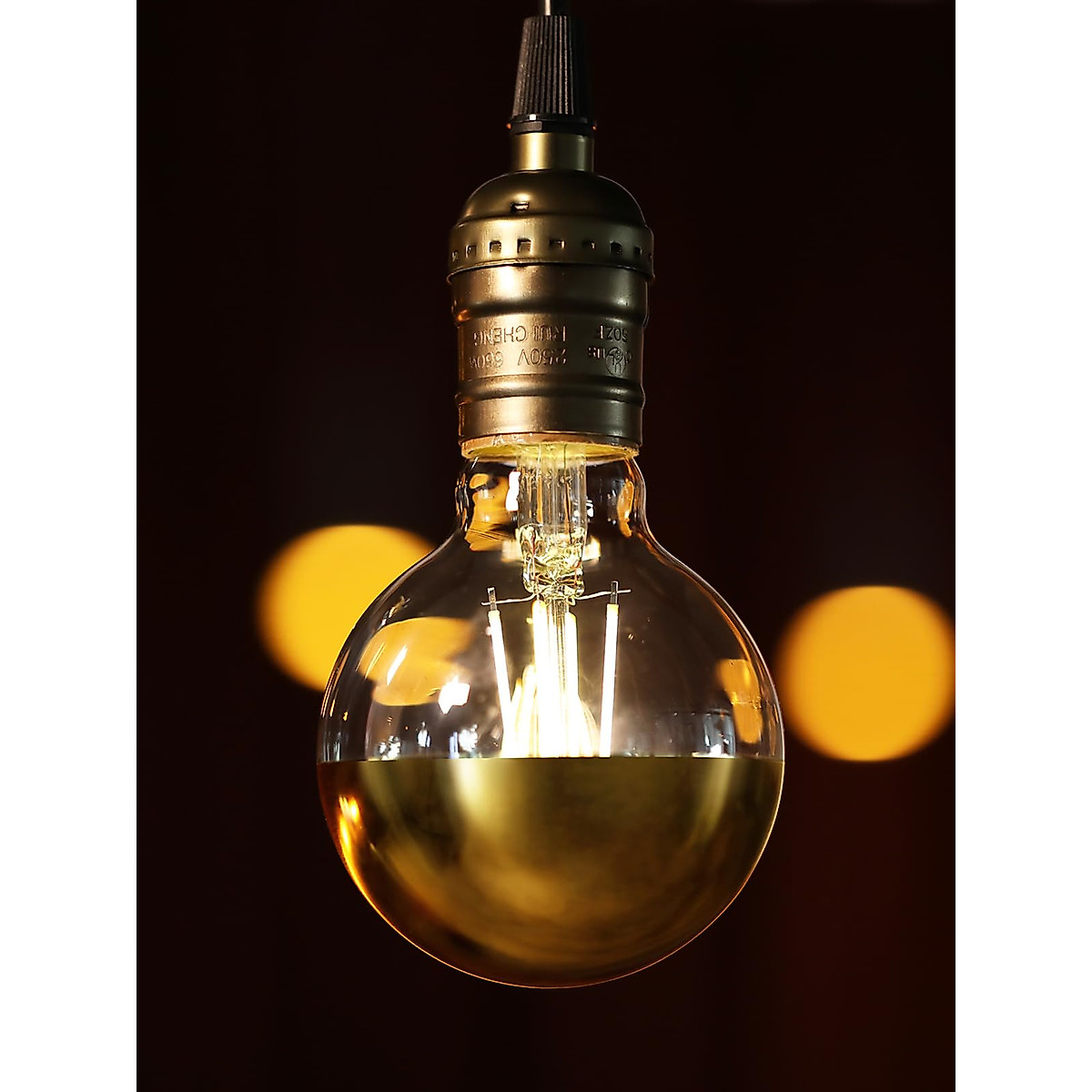 TORCHSTAR Dimmable Half Chrome Light Bulb, 7W (75W Eqv.), Anti Glare LED Light Bulbs, UL Listed, E26 Gold Dipped Bulb, G25 Globe Light Bulbs for Bathroom, Vanity, Mirror, 3000K Warm White, Pack of 3