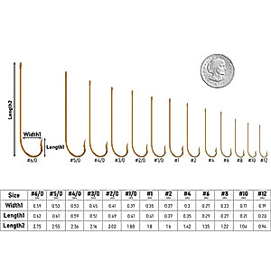 Dr.Fish 100 Pack Aberdeen Fishing Hooks Extra Long Shank Bronze Light Wire Offset Hooks High Carbon Steel Live Bait Hooks Freshwater Bass Crappie Walleye Panfish Rigs Size 6