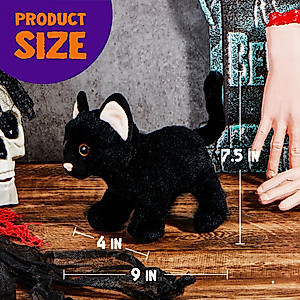 JOYIN 7.5 Inch Halloween Black Cat Plush Toy, Realistic Halloween Stuffed Animal, Cute Soft Pillow for Kids Girls Boys, Birthdays Halloween Party Favors Supplies Decoration Present